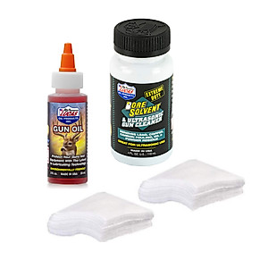 Extreme Duty Gun Cleaner Solvent (4oz) with Lube Oil (2oz) and Quality Gun Cleaning Cotton Patches for 9mm - 45 Pistols and Rifles