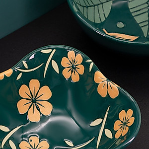 Louyebh Ceramic Stable Spoon Rest for Stove Top Heat Resistant Porcelain Spoon Utensil Holder for Kitchen Counter Dishwasher Safe Multifunctional Glaze Ceramic Bowl Kitchen Dining Table Decor (green)