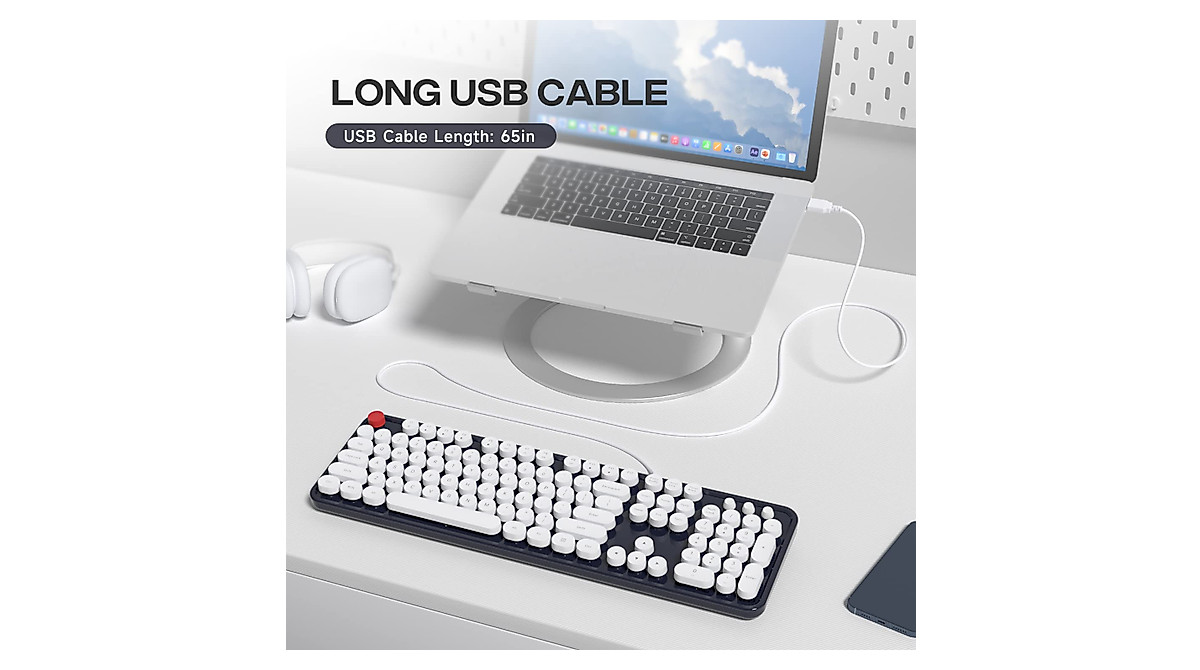 Atelus Wired Full Size Keyboard with Typewriter Style Keys