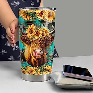 SANDJEST Heifer Tumbler 20oz Cow Gifts for Women Girl Teen Stainless Steel Insulated Tumblers Coffee Travel Mug Cup Cows Gift for Birthday Christmas