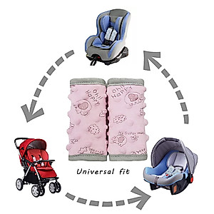 DODO NICI car seat Strap Cover for Baby, seat Belt Cover Cushion, Belt Pads fit Baby Carrier/Pushchair/Stroller, Cozy Peace Dotted Minky, Pink