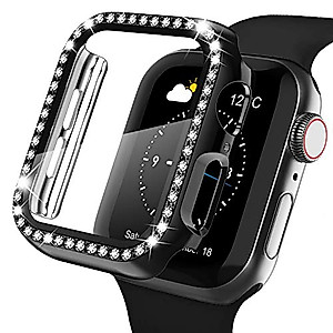 Recoppa Compatible for Apple Watch Case with Screen Protector for Apple Watch 44mm Series 6/5/4/SE, Bling Crystal Diamond Rhinestone Ultra-Thin Bumper Full Cover Protective Case for Women Girls iWatch