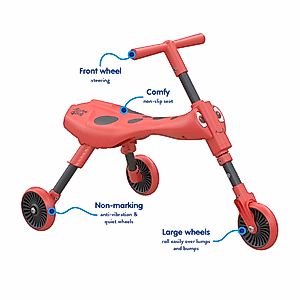 Scuttlebug Ride On - Walking Tricycle with a Foldable Design - Red