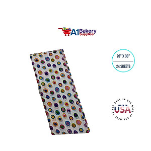 Rainbow Polka Dot Tissue Paper Rainbow Spots Dot Premier High Quality Tissue Paper - 20 Inch x 30 Inch - 24 XL Sheets by A1 bakery supplies MADEIN USA