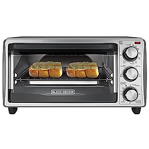 BLACK+DECKER 4-Slice Toaster Oven, Even Toast Technology, Fits a 9" Pizza, Black