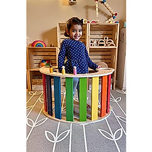 Greenwalnut Wooden Rainbow Rocking Chair , Rainbow Rocker , Rocking Bed , Pretend Play Stand, Rainbow Rocker Arch