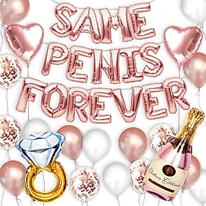 PartyForever Bachelorette Party Balloons Set with Rose Gold 16" Letters and Ring Balloon - Bachelorette Party Decorations Kit - Hen Party Supplies Bridal Shower Decorations