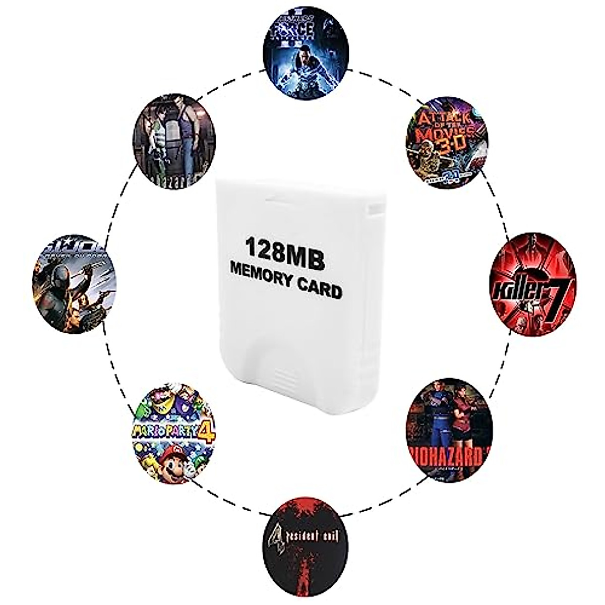 Hyamass 128MB(2043 Blocks) High Speed Gamecube Storage Save Game Memory Card Compatible for Nintendo Gamecube & Wii Console Accessory Kits - White