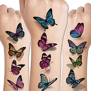 Butterfly Tattoos for Women Girls - 120 PCS Realistic 3D Butterfly Temporary Tattoos for Party Favors Decoration