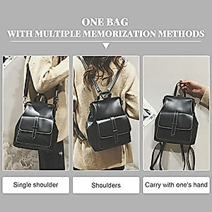 Ynport Leather Fashion Backpack Purse for Women Carry On Backpack Travel Casual Black Shoulder Bag