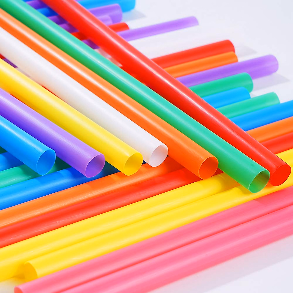 200 PCS Jumbo Smoothie Straws, Colorful Disposable Plastic Large Wide-mouthed Milkshake Straw (0.43" Diameter and 8.2" long)