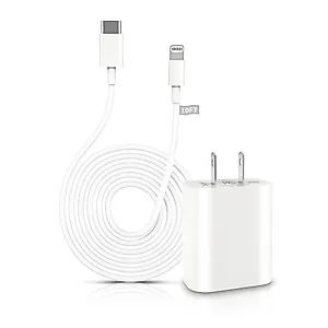 CREHAO iPhone Fast Charger, [MFi Certified] 20W PD USB C Wall Charger Block Plug with 10FT Extra Long Type C to Lightning Fast Charging Data Sync Cable Compatible for iPhone 14 13 12 11 XS XR X 8 iPad