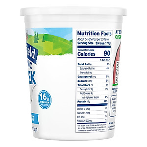 Stonyfield Organic Greek Nonfat Yogurt, Plain, 32 oz. – High in Protein (16g), 0% Fat; Multiserving Yogurt Snack & Cooking Substitute