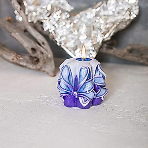 Hand Carved Candles - Handmade Candles - Purple Blue White by Size 2 inch - Made by 16th Century Techtology - Handcrafted Candles - Decorative Candles