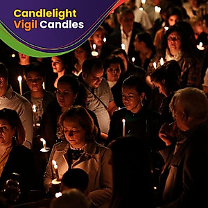 Exquizite 104 Church Candles with Drip Protectors - Hidden Wicks - Light and Burn as Usual - Vigil Candles, Memorial Candles, Congregational Candles, Christmas Eve Candles - 5" H X 1/2" D