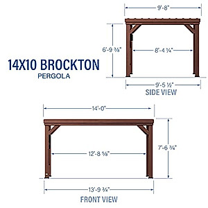 Backyard Discovery 14x10 Brockton All Cedar Pergola, Durable, Quality Supported Structure, Wind Resistant up to 100MPH, Rot Resistant, Electrical Outlet with USB, Deck, Garden, Patio