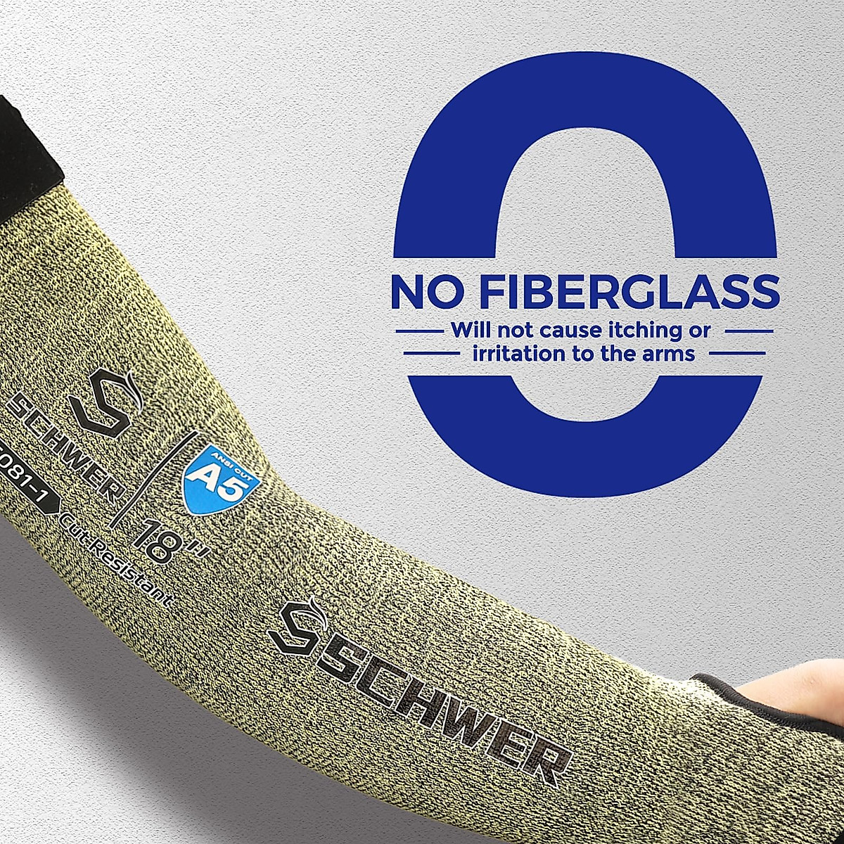 Schwer 2 Pairs MINI-SOFT Arm Protection Sleeves S081, ANSI A5 Cut Resistant Sleeves with Thumbhole, Flame Resistant Welding Sleeves for Work Kitchen, Farmer Sleeves for Gardening Arm Guards for Biting