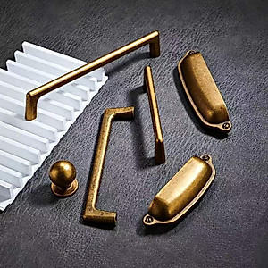 khtumeware 6 Pack 5 Inch(128mm) Hole Centers Vintage Antique Brass Kitchen Cabinet Pulls, Aged Brass Drawer Pulls Kitchen Cabinet Hardware for Cupboard Drawer Handles Dresser Retro Pulls