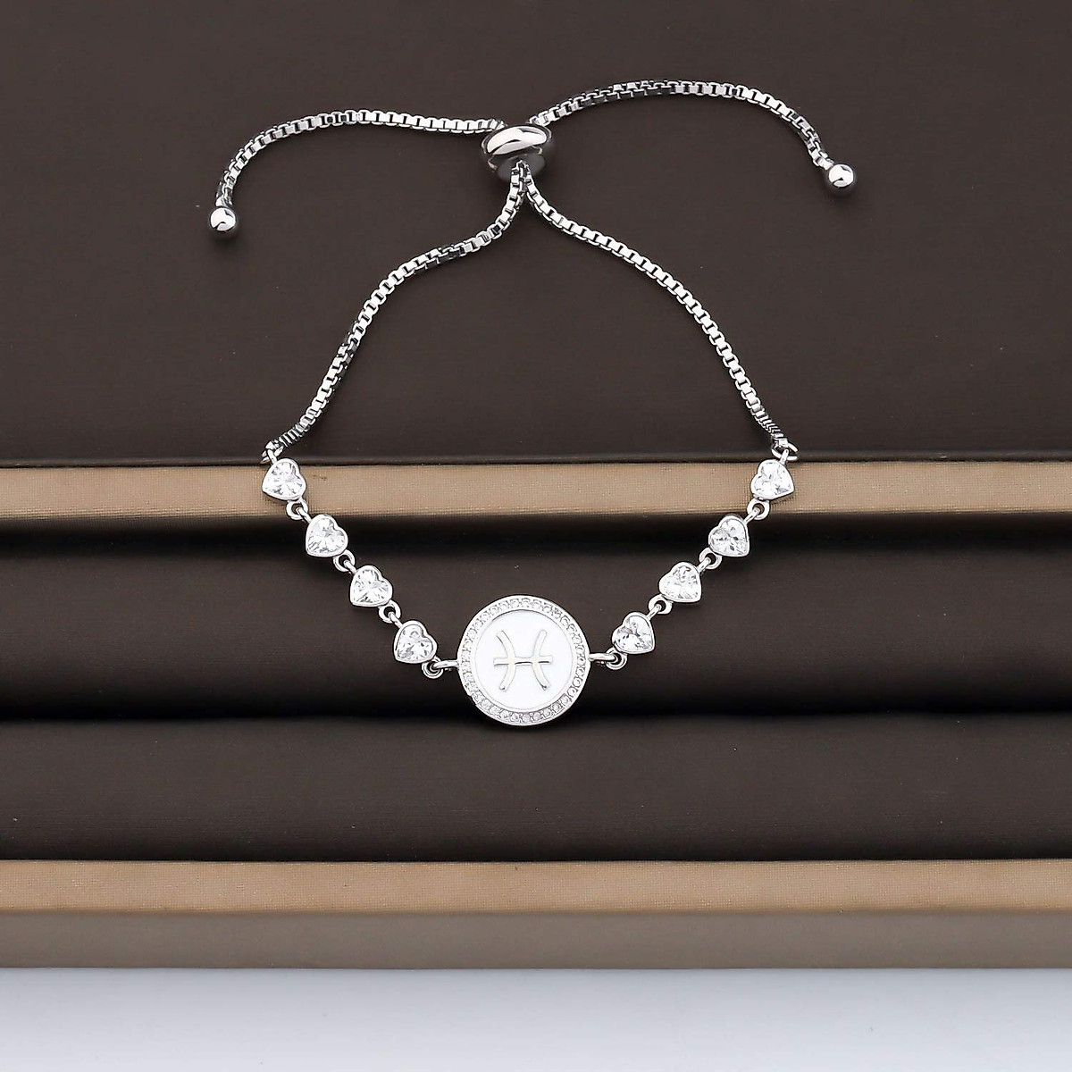 TGBJE Zodiac Sign Bracelet Twelve Constellations Gift Silver Bracelet Horoscope Gift Birthday Gifts for Women(Pisces SBR)