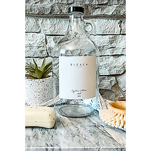 Laundry Detergent Dispenser for Laundry Room - Two Half Gallon Glass Jugs for Fabric Softener Dispenser, Liquid Laundry Soap Dispenser and Bleach - 64 oz. Black Commercial Liquid Pump Dispenser