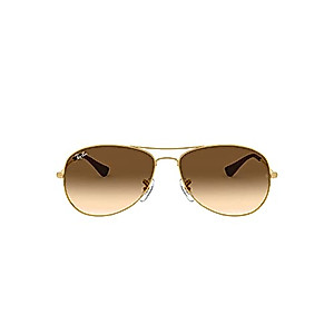 Ray-Ban Men's RB3362 Cockpit Aviator Sunglasses, Gold/Clear Gradient Brown, 59 mm + 1