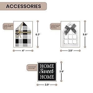 Smedley & York 2 Tiered Tray Stand With 3 Wooden Decor Accessories, Square Wooden 2 Tier Tray Stand for Cupcakes, Fruits - Rustic Finish - Wood Two Tiered Tray Stand for Home Decor, Farmhouse, Kitchen