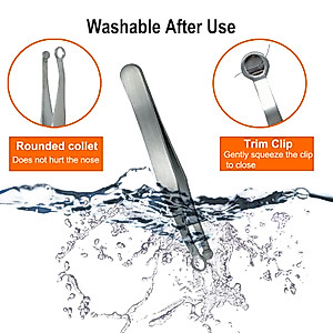 Universal Nose Hair Trimming Tweezers, Comes in Leather Sheath and Storage Packaging, Stainless Steel Manual Ear and Nose Hair Trimmer, Friendly Round Tip Not Hurt The Skin, for Noses, Sideburns