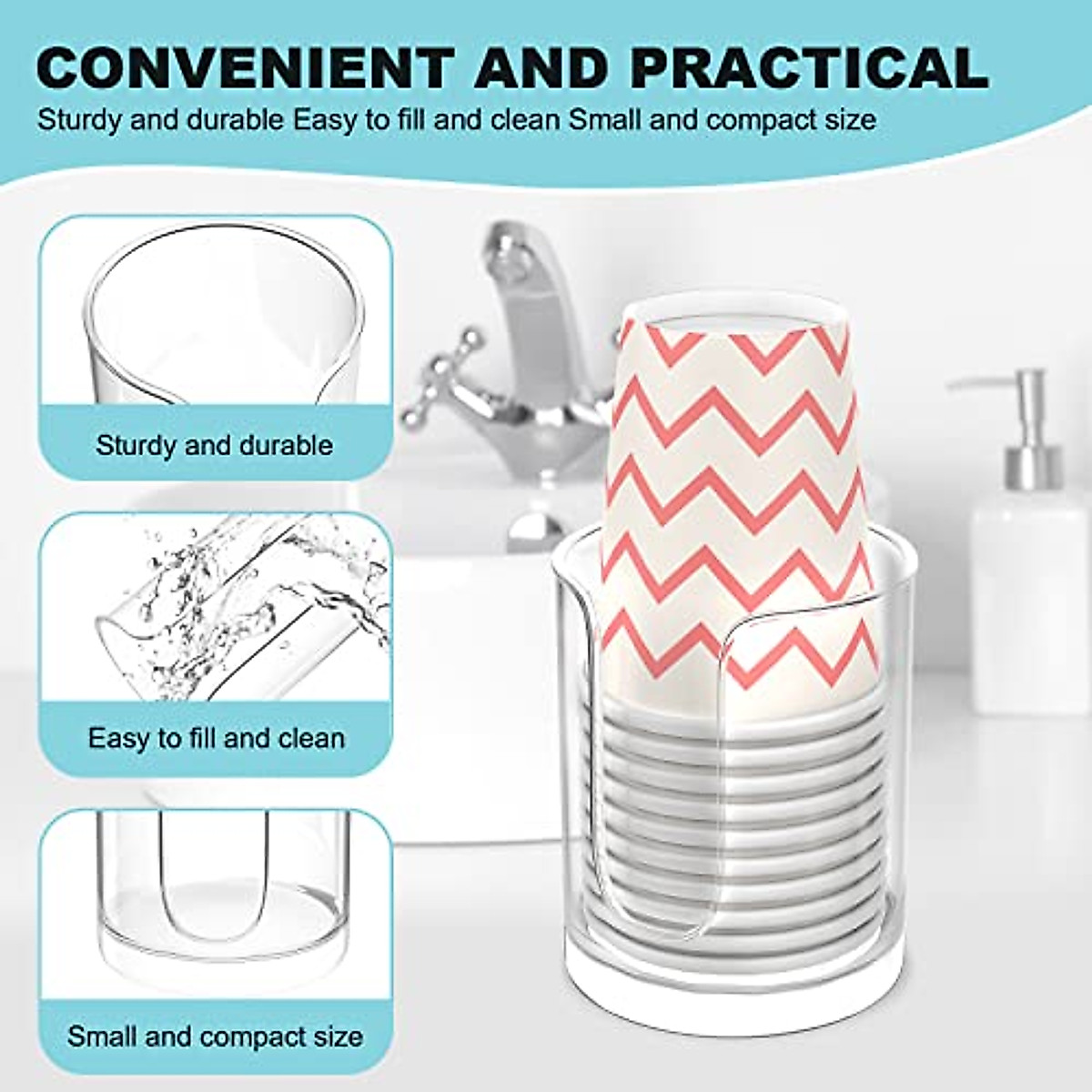 Small Bathroom Cup Dispenser for 3-4 oz Cups Pack of 1(No Cups Included)