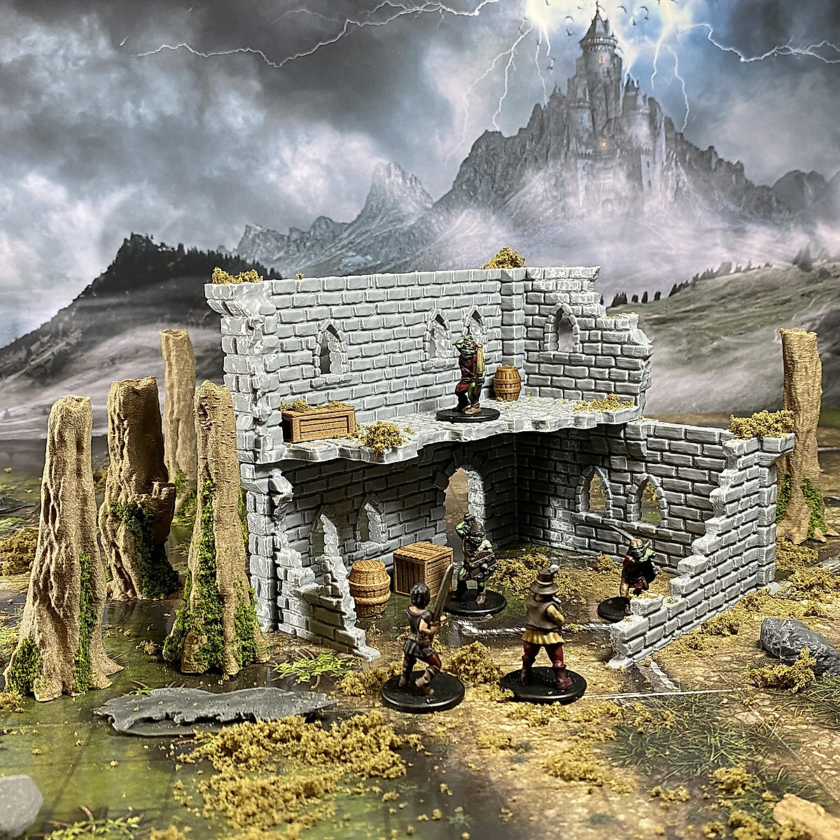 Extruded Gaming Building Ruins Set 2A