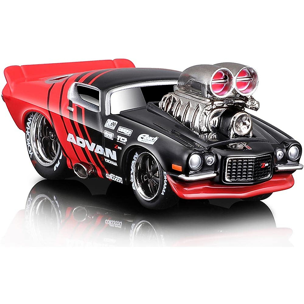 1971 Chevy Camaro Red and Black 1/64 Diecast Model Car by Muscle Machines 15554