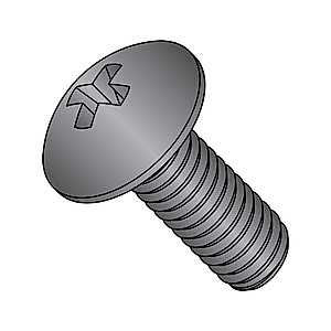 Small Parts 1412MPTB Steel Truss Head Machine Screw, Black Oxide Finish, Meets ASME B18.6.3, #3 Phillips, 1/4"-20 Thread Size, 3/4" Length, Fully Threaded, Imported (Pack of 100)