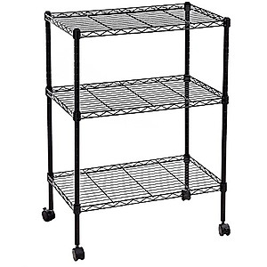 Laduzile 3-Layer Plastic Coated Iron Shelf with 1.5" Plastic Wheels 350 * 600 * 850 Black