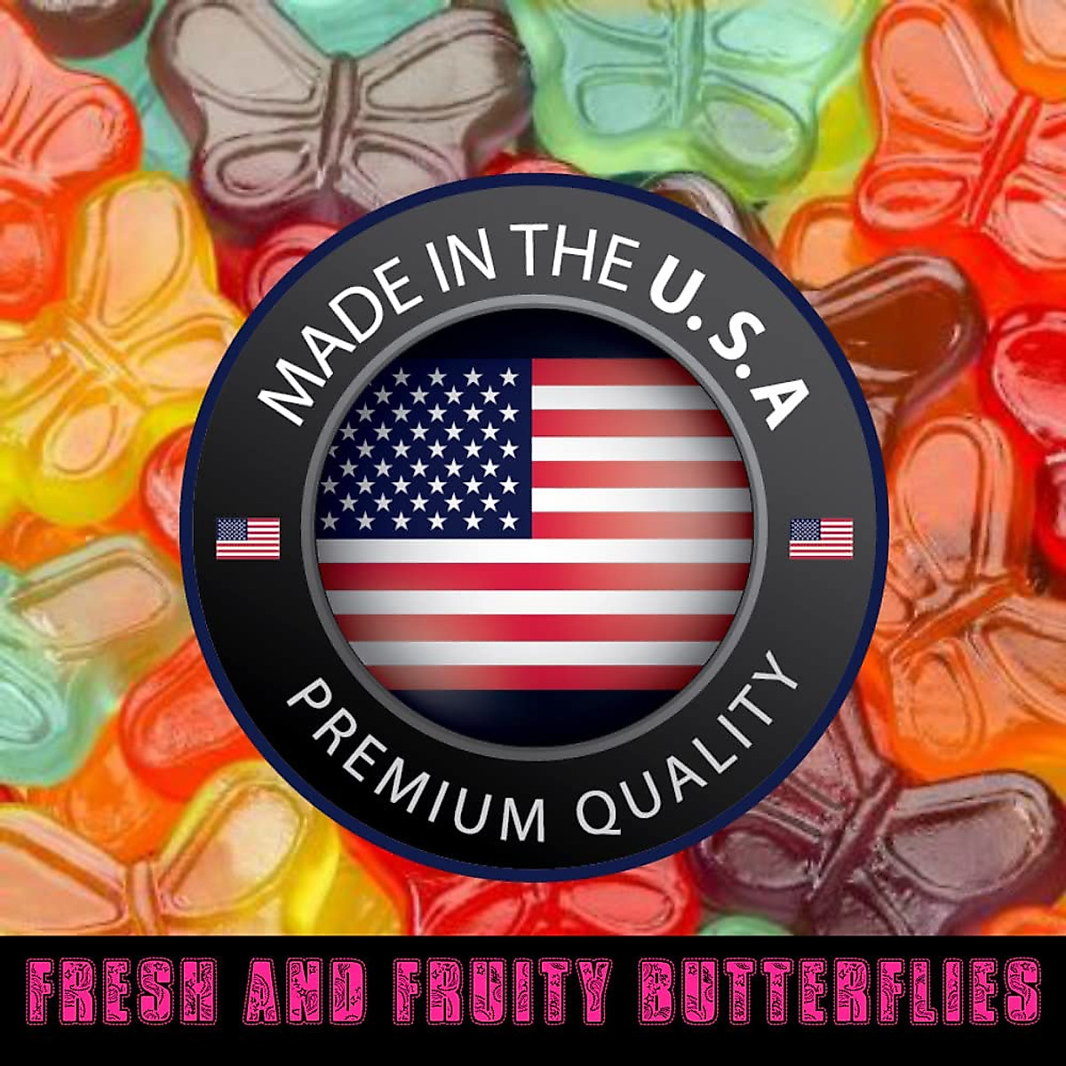 HEMP GUMMIES BEST TASTING, BUTTERFLY SHAPED, FRESH FRUITY, NATURAL HEMP for SLEEP-MADE in USA-4 OZ.