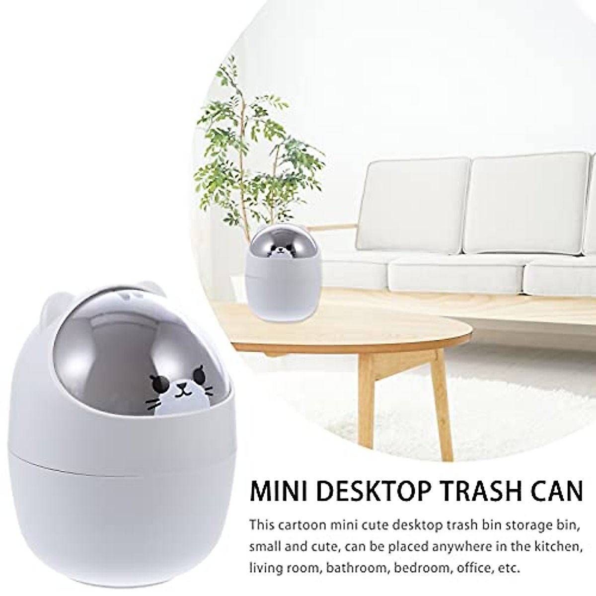 LIFKOME Plastic Mini Wastebasket Trash Can Tiny Desktop Waste Garbage Bin with Swing Lid for Home, Office, Kitchen Mini Trash Can with Lid Desk Small Trash Can Desktop Trash Can