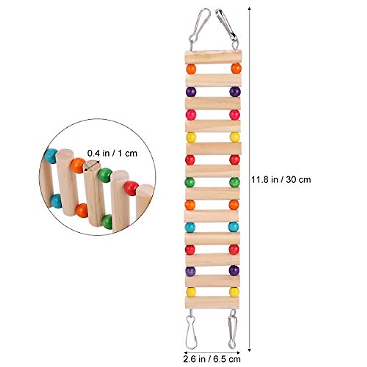 POPETPOP Bunny Toys Bird Ladder Parrot Toys - Natural Wood Step Ladder Swing Bridge for Pet Hamster Parakeet Trainning Playing Birds Cage Accessories Rabbit Toys