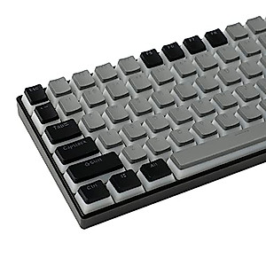 YMDK 128 PBT Double Shot Doubleshot Shine Through ANSI ISO OEM Profile Pudding Keycaps Key caps for MX Mechanical Keyboard 61 68 87 104 (128 Black Gray)