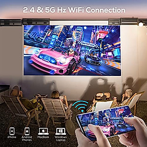 Projector with 5G WiFi and Bluetooth, Native 1080P 9000Lux iZEEKER Video Portable Projector with Carry Bag, 4K Support Outdoor Projector 300'' Display Compatible with iOS/Android, TV Stick, HDMI