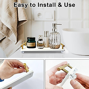 Caplbus Quick Drying Stone Tray Bathroom Instant Dry Organizer Diatomaceous Earth Water Absorbing StoneTray with Two Handles Stone Drying Rack for Both Bathroom and Kitchen