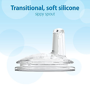 Dr. Brown's Milestones Wide-Neck Sippy Spout Bottle with 100% Silicone Handles, Easy-Grip Handles with Soft Sippy Spout, 9oz/270mL, Pink & Turquoise, 2-Pack, 6m+