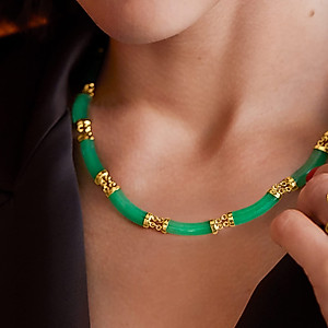 Ross-Simons Curved Jade Necklace in 18kt Gold Over Sterling. 20 inches