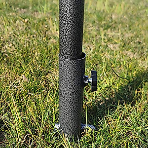 Denpetec Adjustable Portable Umbrella Base, 35cm Length Heavy Duty Ground Insert Steel Coating Umbrella Stand Base for 28-32mm Pole Umbrella Outdoor Park Patio Beach Ground