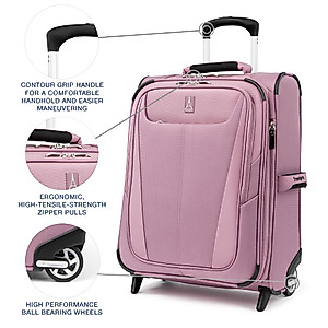 Travelpro Maxlite 5 Softside Expandable Upright 2 Wheel Carry on Luggage, Lightweight Suitcase, Men and Women, Orchid Pink Purple, Carry On 20-Inch