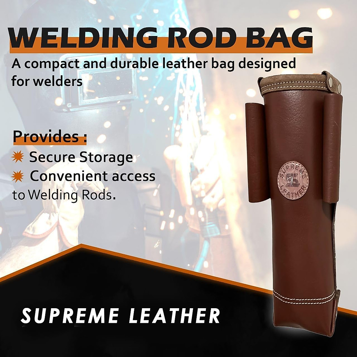 Heavy Duty Leather Welding Rod Holder/Electrode | Welding Rod Pouch/Bag Reinforced Bottom