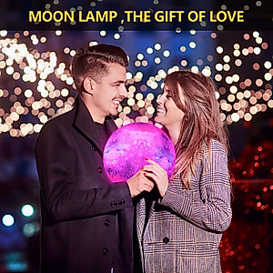 16TUYOUTU 16 Colors Moon Lamp,Lava Lamp,Moon Night Lights for Kids,Galaxy Lamp,3D Moon Lights for Bedroom,Bedroom Gift for Kids Boys Girls Birthday Christmas (5.9 inch, Light Blue （Base）