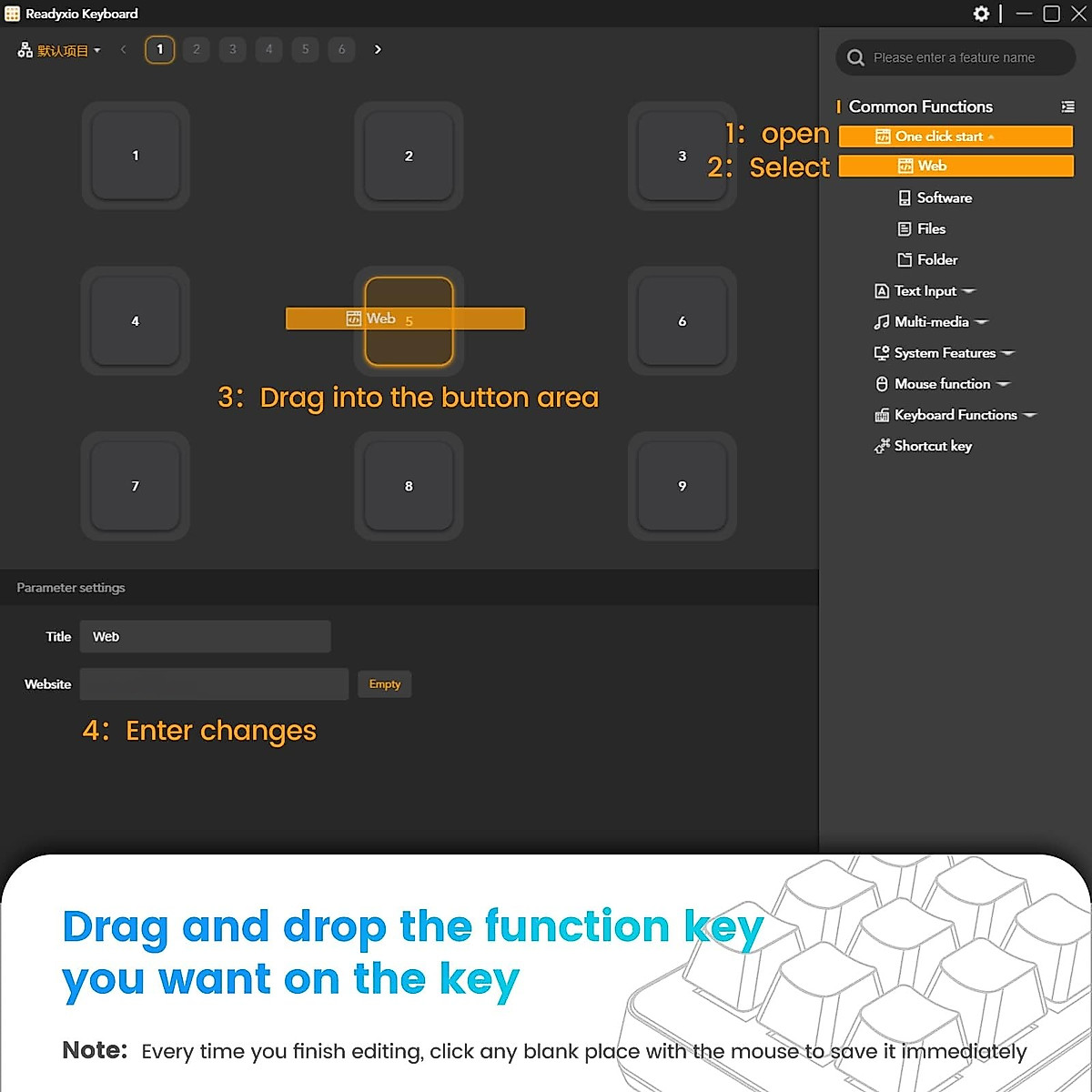 AIRUSAN One-Handed Mechanical Keyboard, RGB LED Backlit Macro Keyboard, 9 Fully Programmable Keys Support One-Click Start,Hotkeys,NKRO,Fully Programmable Keys for Work & Daily Study