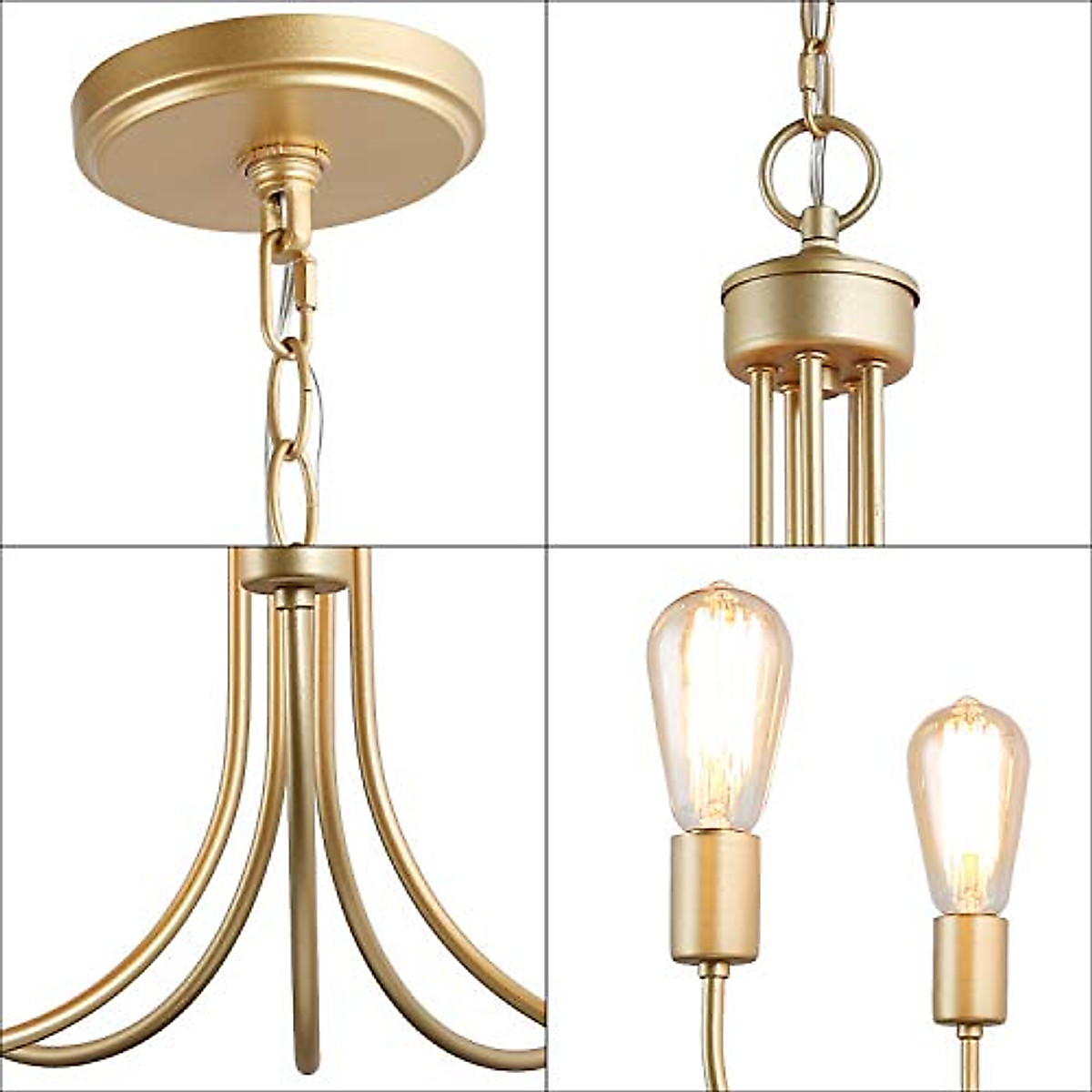 KSANA Large Gold Chandelier, 5-Light Modern Light Fixture for Dining & Living Room, Bedroom, Foyer and Entryway（25” Diameter X 26” Height）