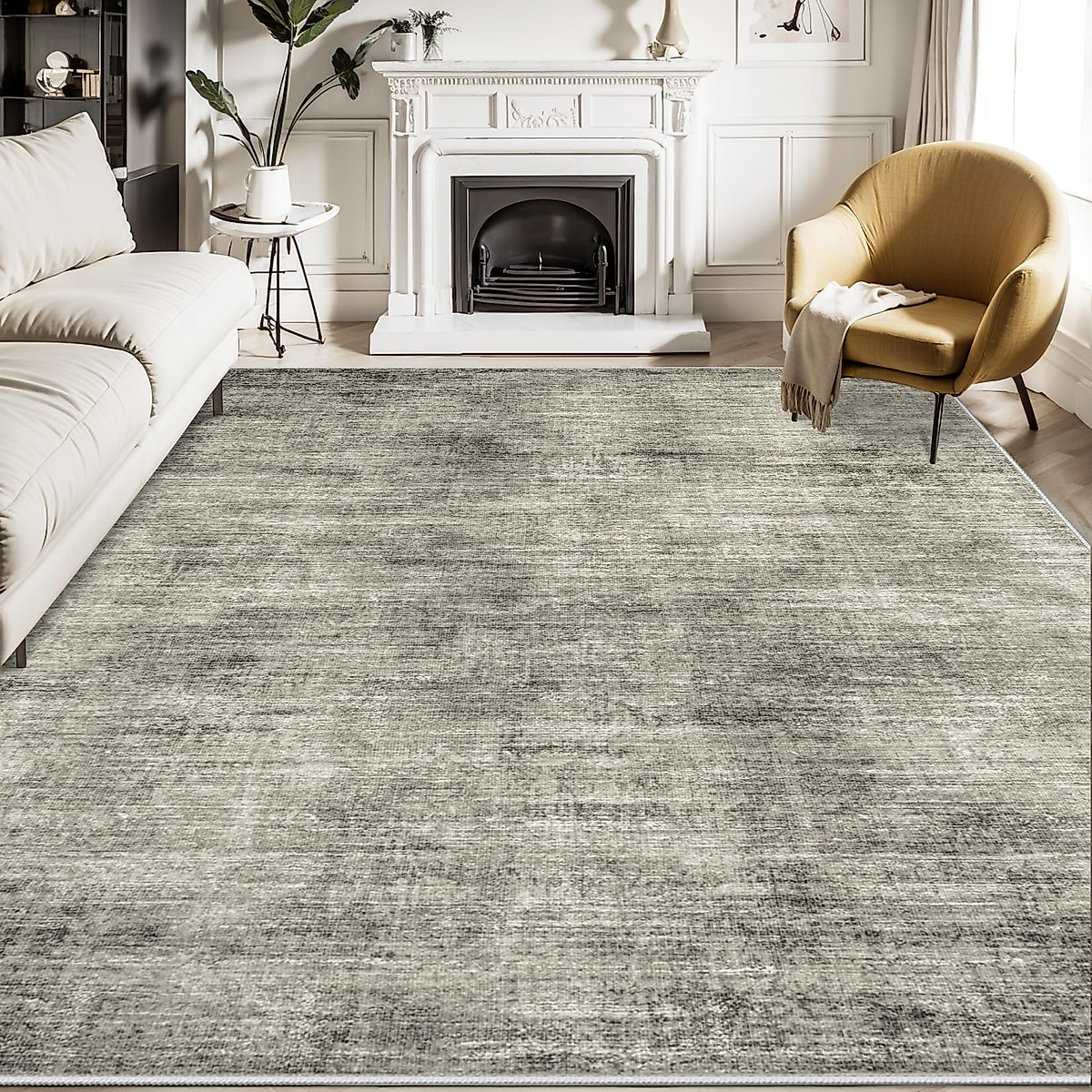 8x10 Area Rugs for Living Room Bedroom: Large Washable Rugs 8x10 Soft Abstract Rug Indoor Floor Non-Shedding Non Slip Carpet for Dining Room Under Table Nursery Farmhouse Home Office (Grey)