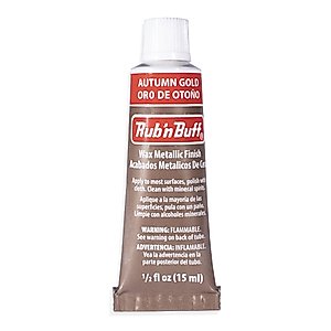 AMACO Rub n Buff Wax Metallic Finish - Rub n Buff Autumn Gold 15ml Tube - Versatile Gilding Wax for Finishing Furniture Antiquing and Restoration - Rub and Buff Colors Single Tube