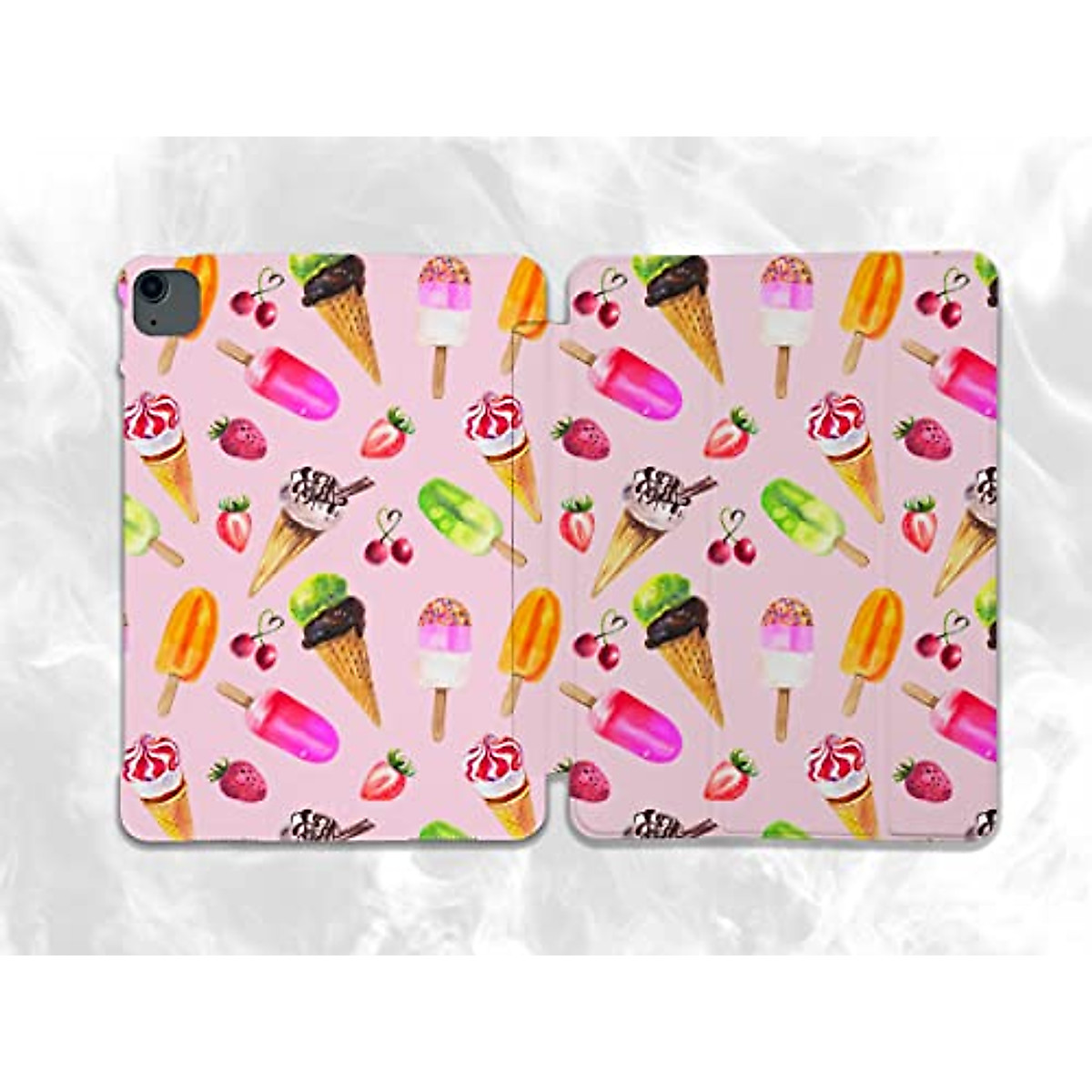 Cute Ice Cream Sweet case Compatible with iPad Mini Air Pro 7.9 8.3 9.7 10.2 10.9 11 12.9 inch Pattern Cover New 2022 2021 Trifold Stand 3 4 5 6 7 8 9 Generation 396 (9.7" 5/6 gen)