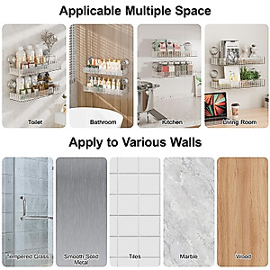 Ankoox Shower Caddy Suction Cup Bathroom Shower Organizer for Bathroom Storage Home Decor & Kitchen No Drilling Large Capacity Removable and Reusable Shower Shelves for Inside Shower. (clear, square)